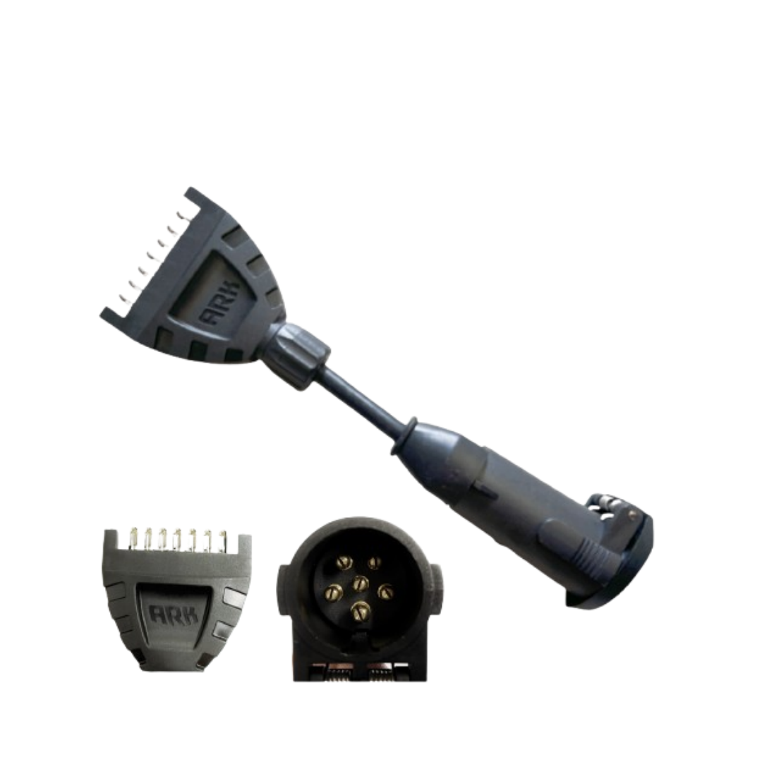 ARK Trailer Plug Adapter 7 Pin Flat to 6 Pin Small Round Socket – 40mm ...