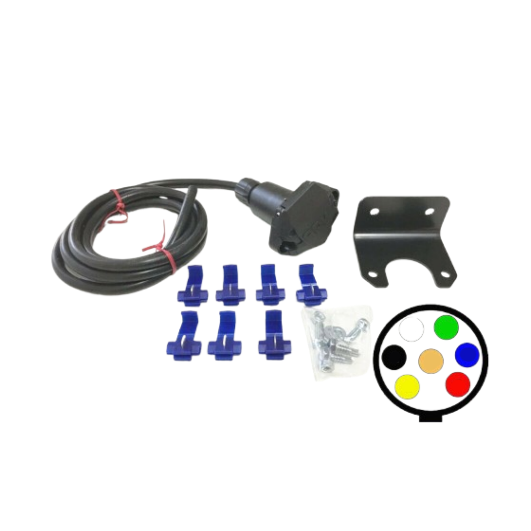 ARK Trailer 7 Pin Small Round Plastic Socket 1.5m Cable Mounting Kit ...