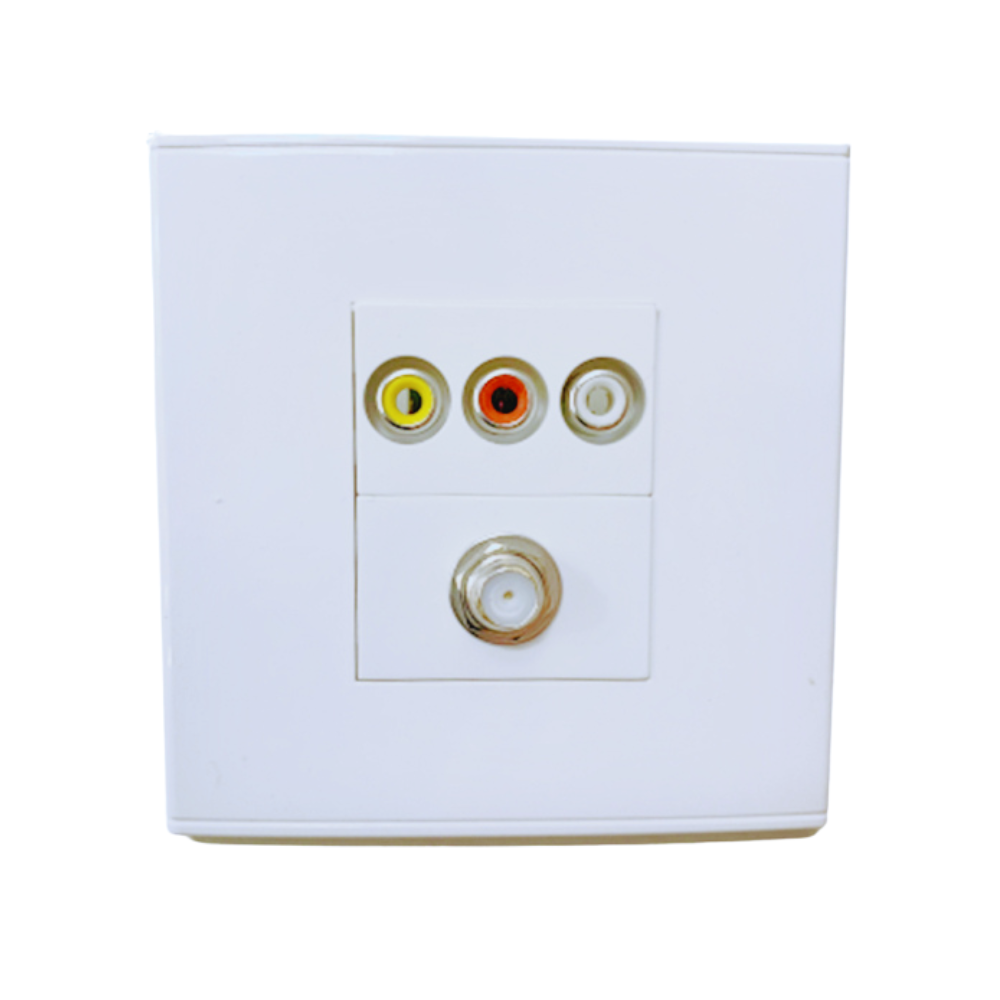 TV AV Wall Plate with 3 RCA Jack and TV Socket – 86x86mm Faceplate with ...