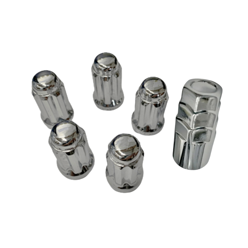 5x 1/2" Wheel Nuts Spline Drive Tuner lug Nut Charome + 7 Spline Key ...