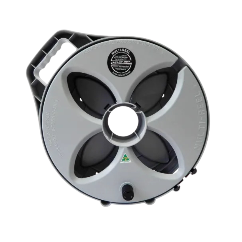Flat Out Cord Reel Grey Water Hose Reel Caravan Garden Cable Carrier ...