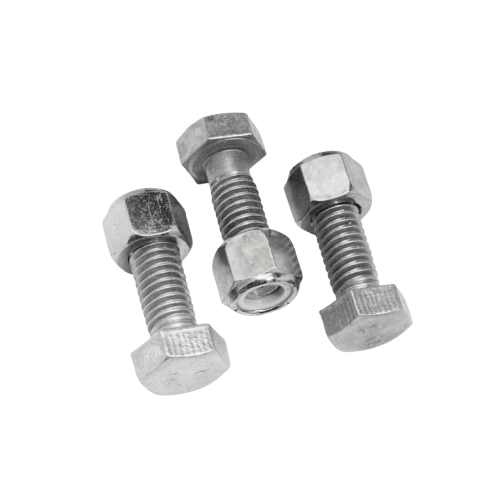 3x ARK Trailer Coupling Fixing Bolts 1 1/2" x 1/2" Zinc Body Nyloc Nut ...
