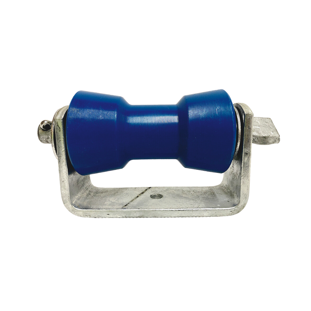 Boat Trailer 4" Blue Poly Keel Roller with Galvanised Bracket & Spindle ...